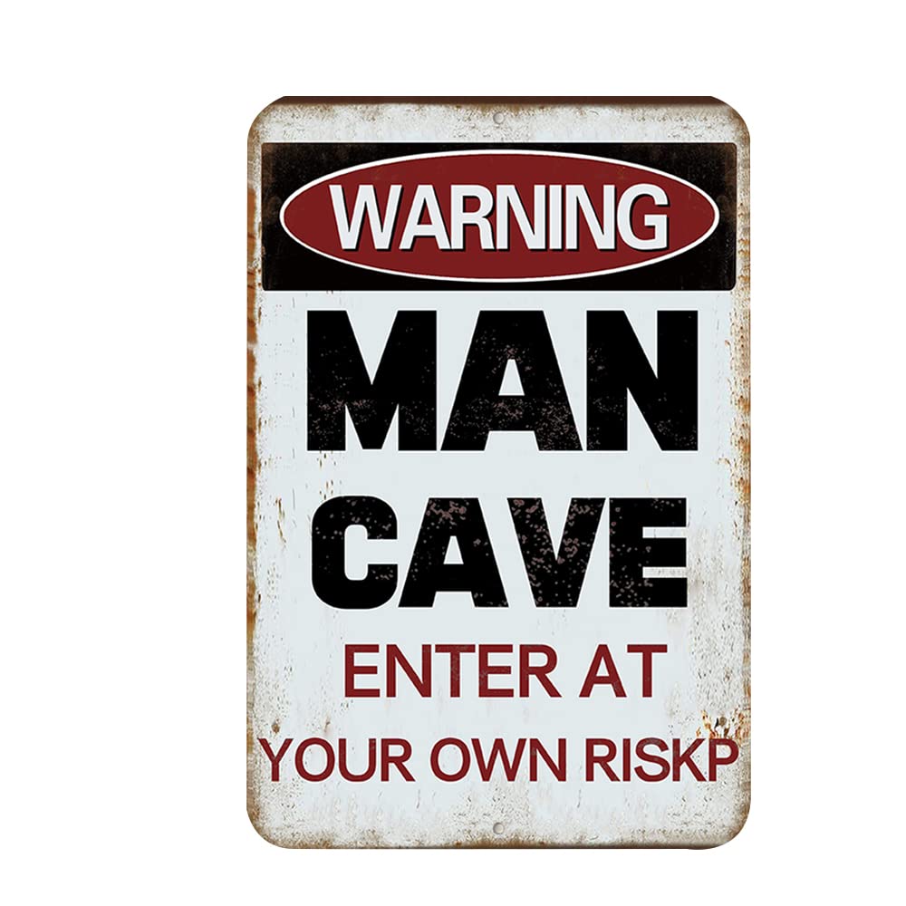 Amazon.com: Warning Sign Man Cave Enter At Your Own Risk 12x8 Inches ...