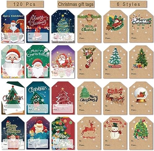 Amazon.com: 120 Pcs Christmas Self Adhesive Gift Tag Stickers - 24 ...