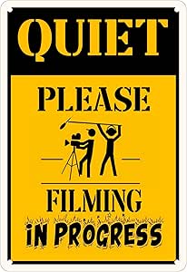 Amazon.com: Vintage Tin Sign Retro Metal Sign Quiet Please Filming In ...
