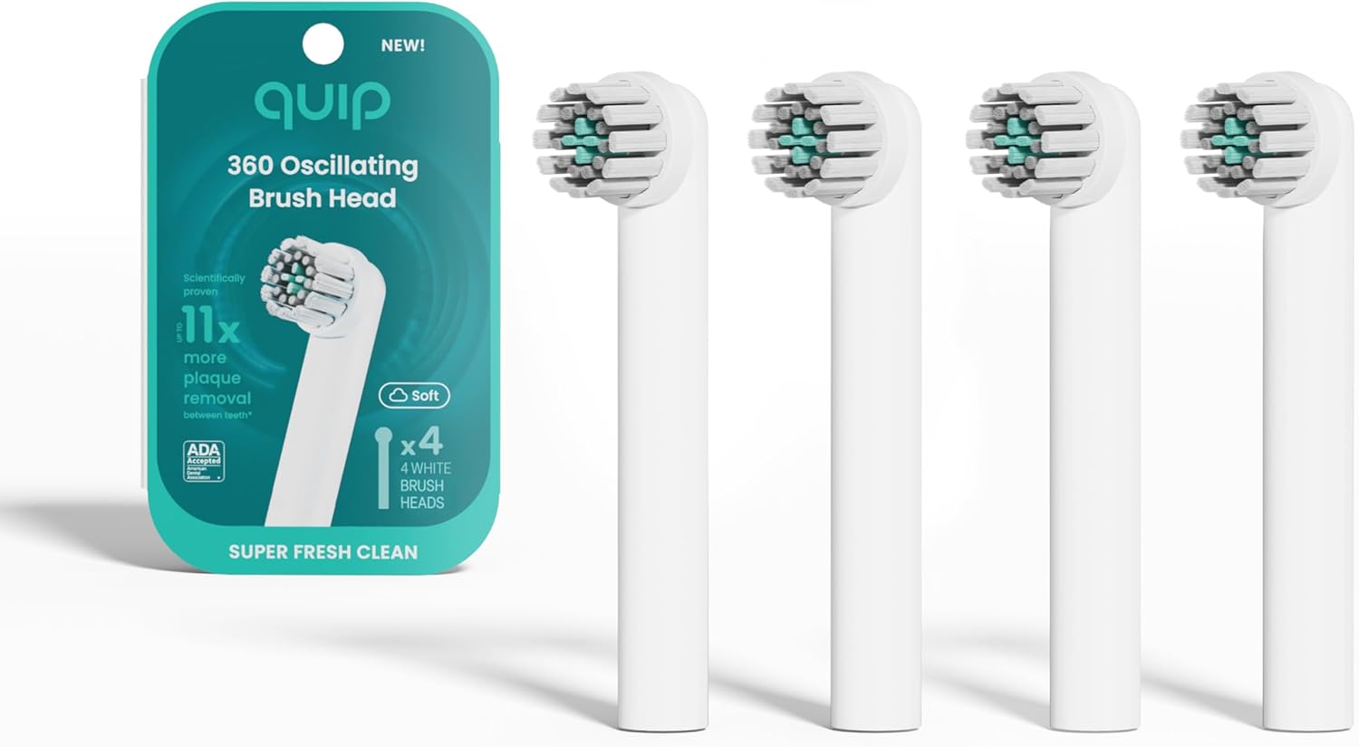 Amazon.com: quip 360 Oscillating Electric Toothbrush Heads - 4 Pack - Verified quip Brush Head ...