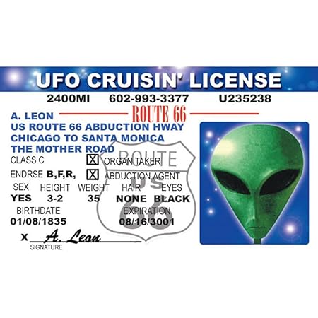 Amazon.com: Signs 4 Fun NIID Alien UFO's Driver's License : Automotive