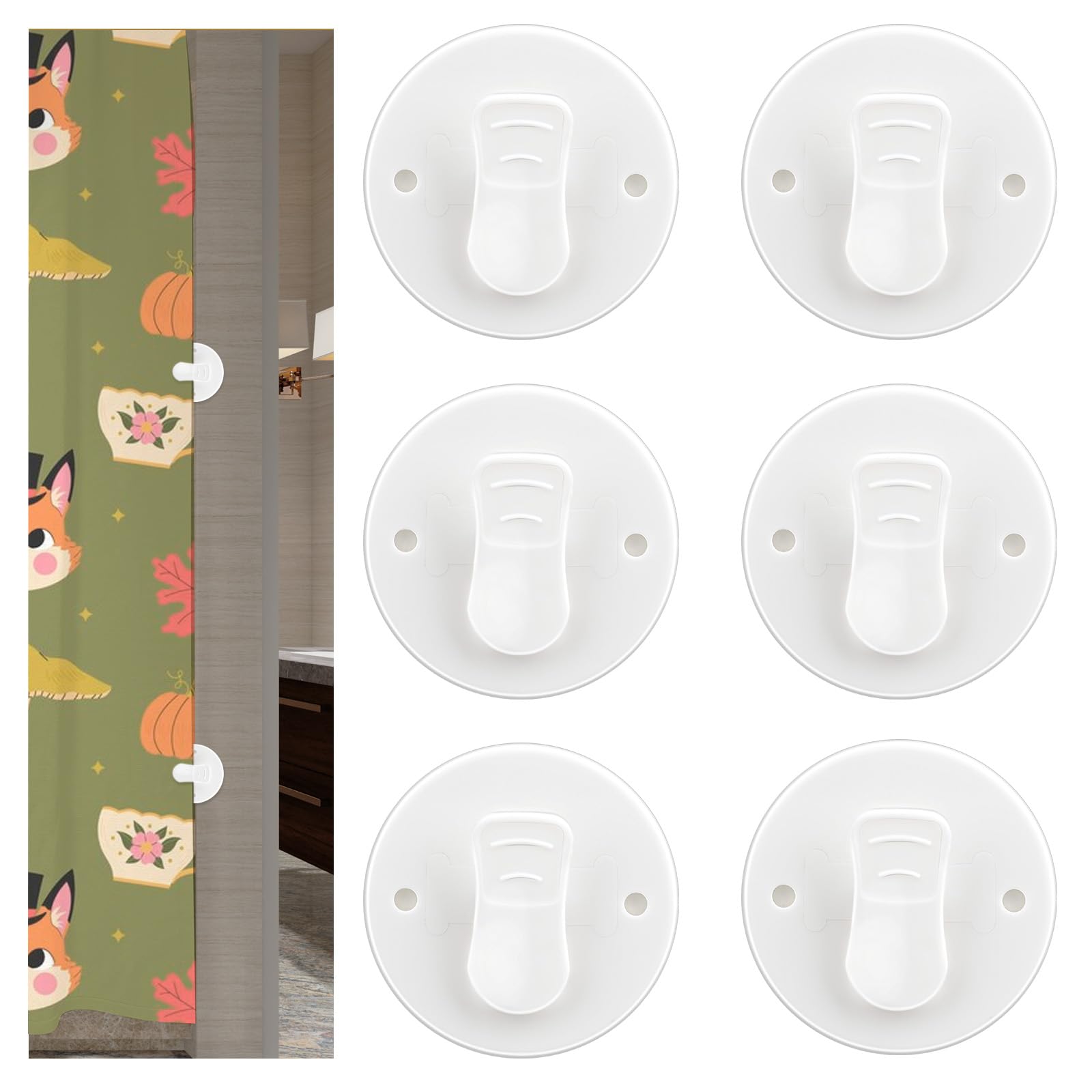 Amazon.com: Bewudy 6Pcs Shower Curtain Clips, Self Adhesive Shower ...