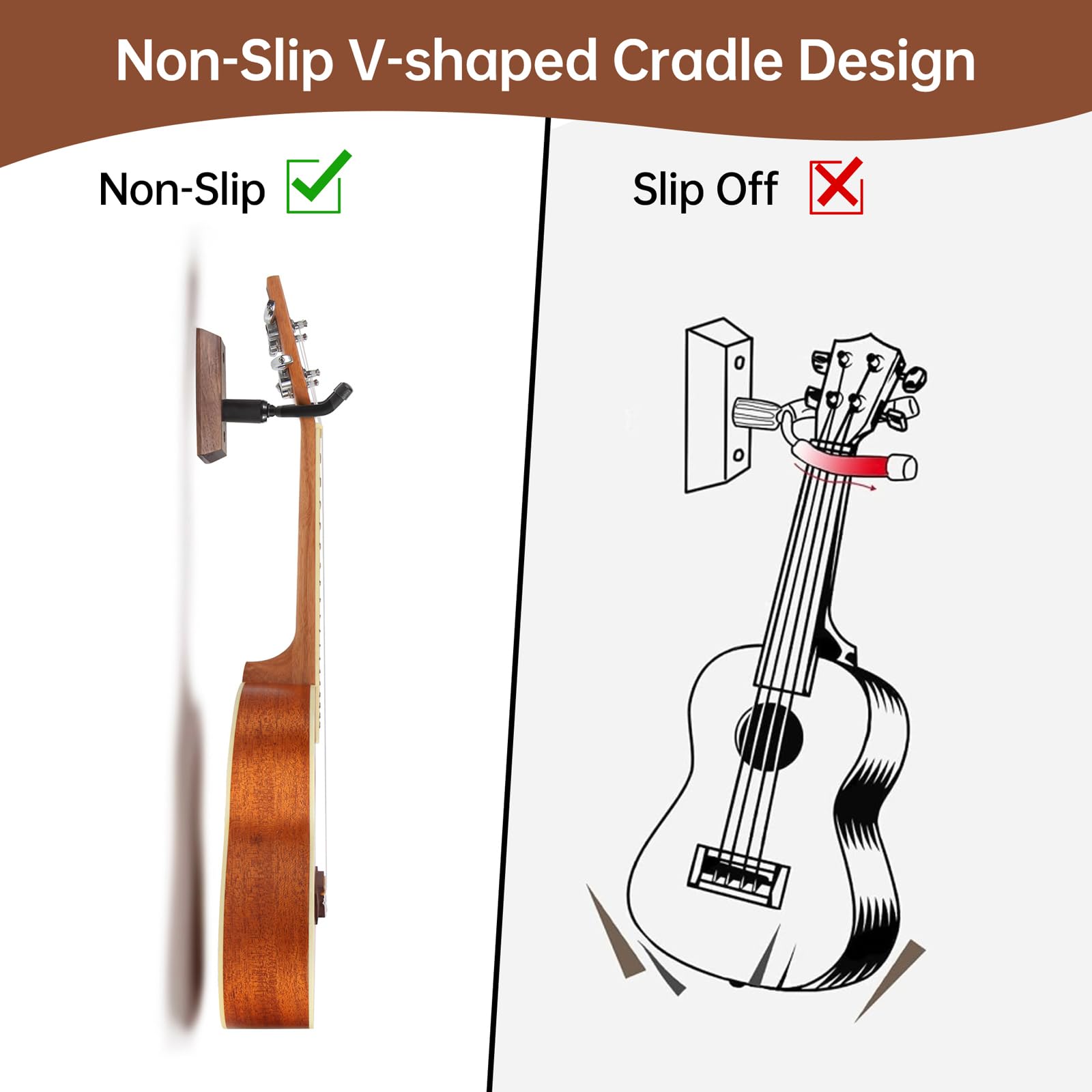 Snapklik.com : Ukulele Wall Mount Hanger, Black Walnut Hardwood Ukulele ...