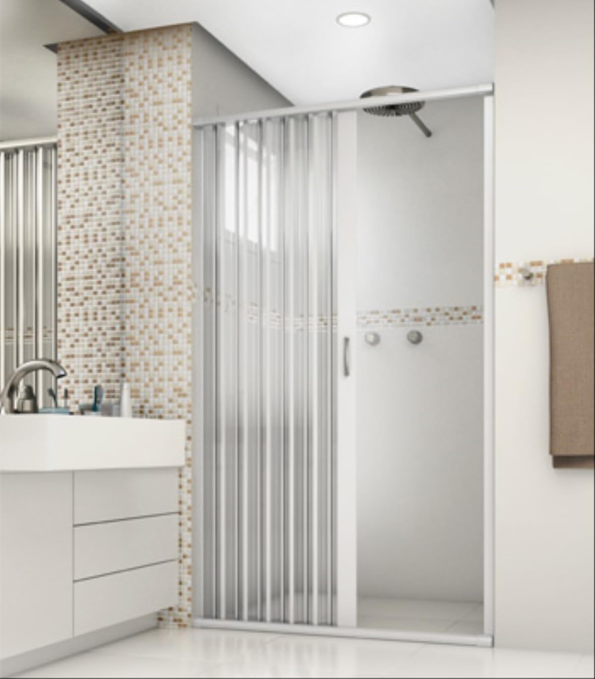 Box Sanfonado para Banheiro Translucido Acrilico Pvc 1,60 Lag X 1,85 ...