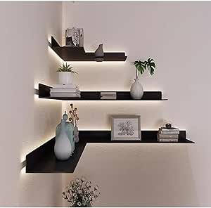 Amazon.com: EMENAR Floating Wall Shelves, Wall Shelves Built-in LED ...