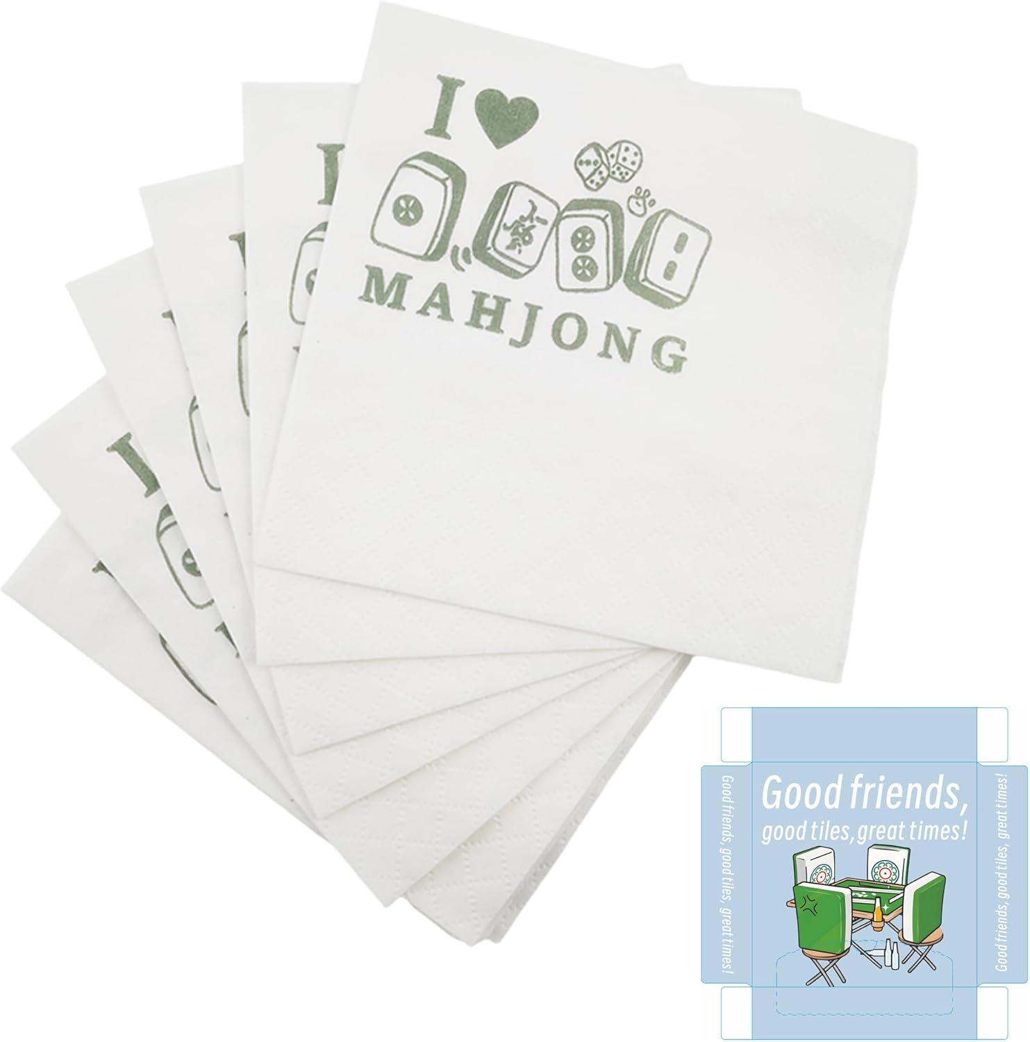 Amazon.com: Mahjong Napkins - 4 Packs, 80 Sheets Total, Eco-Friendly ...
