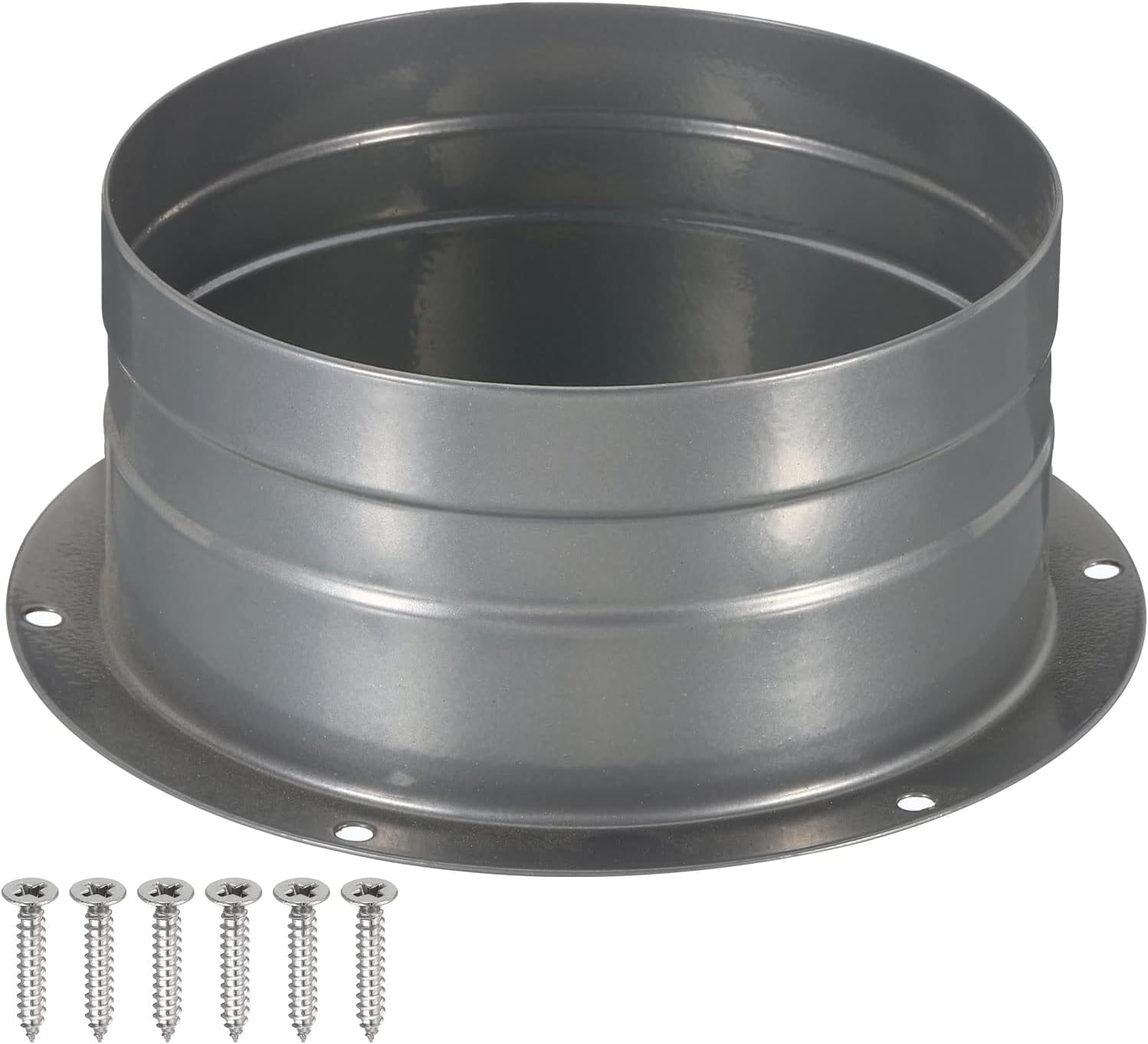 PATIKIL 5" Duct Connector Flange, Metal Straight Pipe Exhaust Flange ...