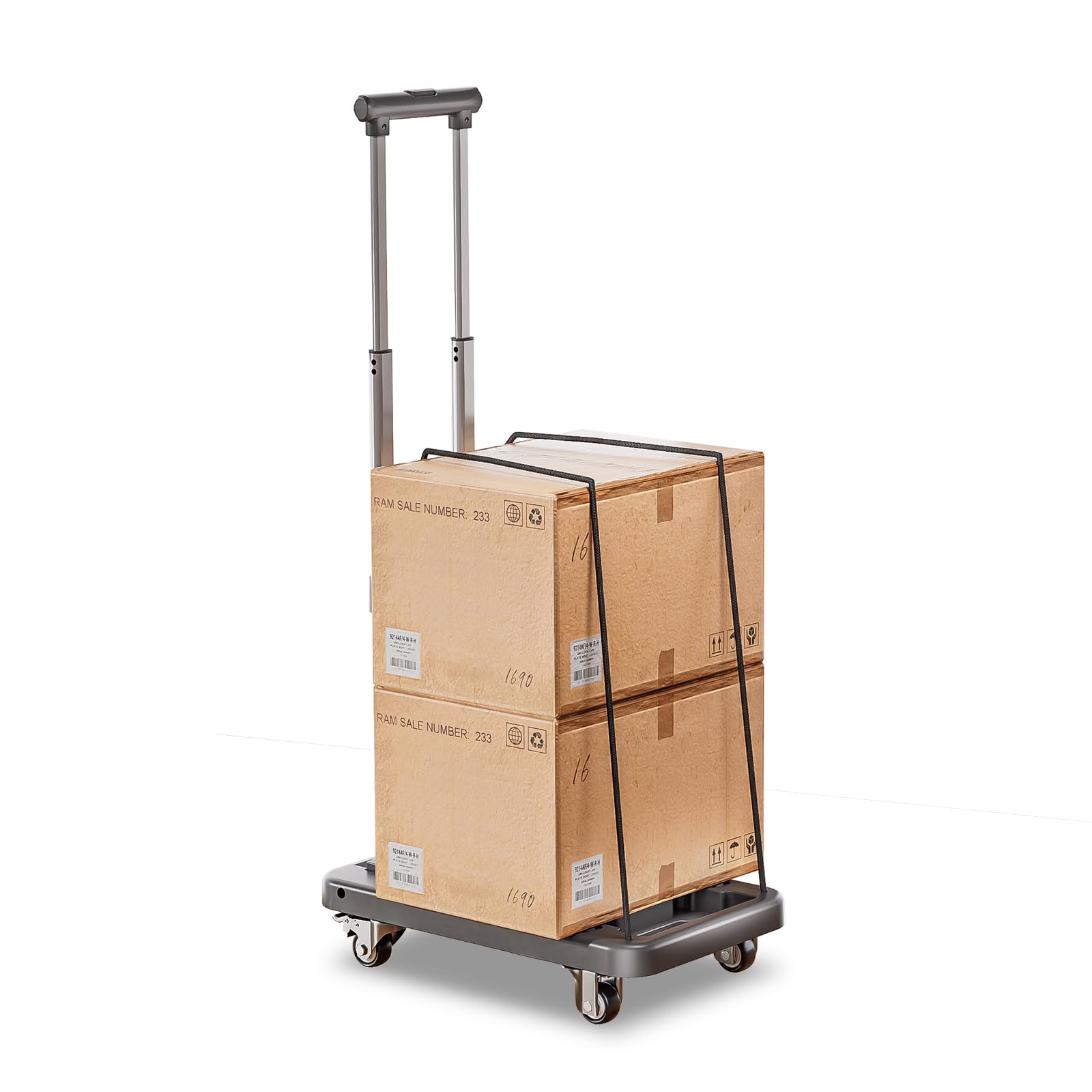 Folding Hand Truck, Heavy Duty Dolly Cart with 4 Wheels,No Assembly ...