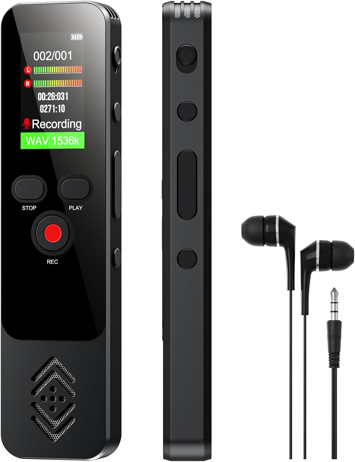 64GB Digital Voice Recorder with Voice Activated Recording and Playback, Portable Stereo HD ...