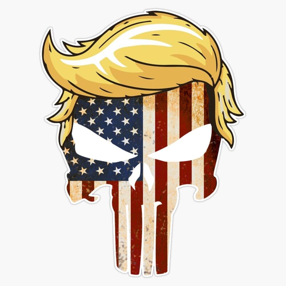 Amazon.com - Trumpisher Skull American Flag Vinyl Sticker Decal (2 Pack ...