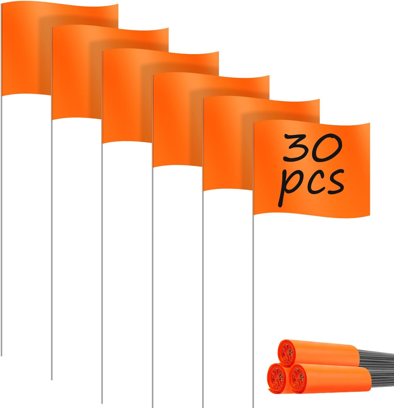 Amazon.com: Fluorescent Orange Marking Flags For Lawn - 4x5-Inch Flag ...