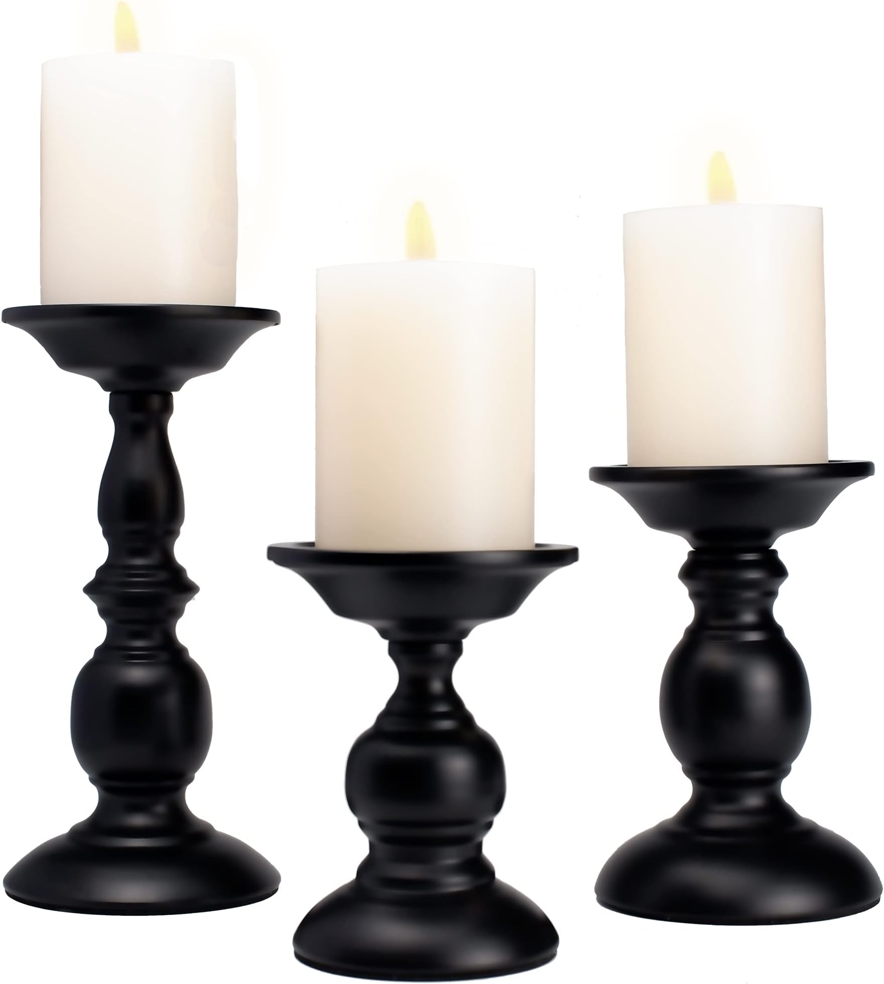Amazon.com: volnyus Black Candle Holders Set of 3 - Home Decor Pillar ...