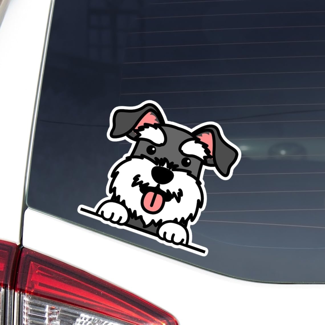 Amazon.com: Miniature Schnauzer Car Decal Sticker, Black&White Mini ...
