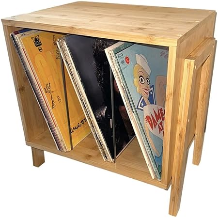 Amazon.com: Turnable Stand with Record Storage - Stackable Bamboo ...