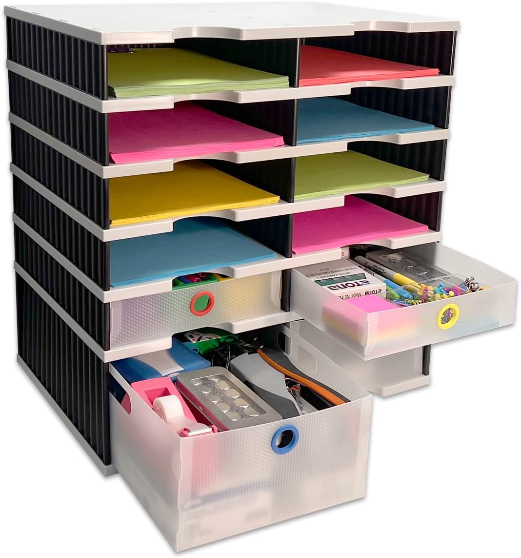 Amazon.com : Desktop Organizer 10 Letter Tray Sorter PLUS Riser Base, 2 ...