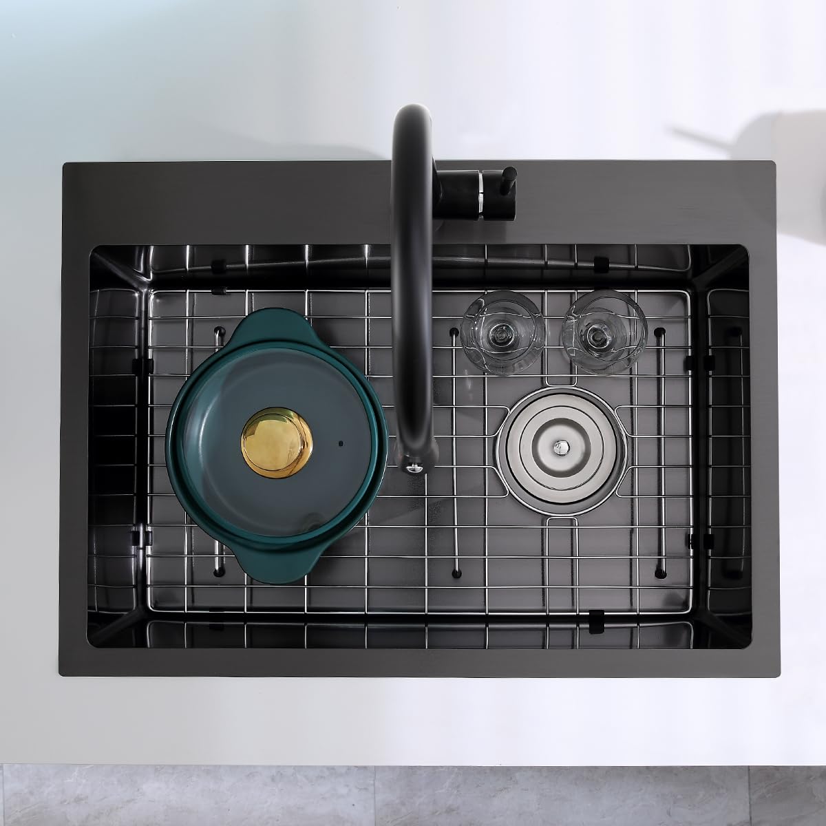 Snapklik.com : OUGOO 22x18x9 Inch Drop In Kitchen Sink, Handmade 304 ...