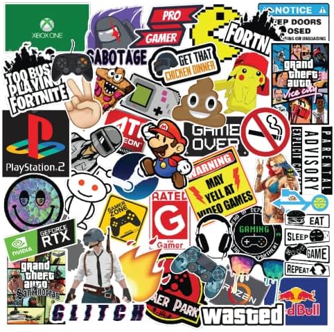 Paper9store Pack of 90+ Gaming Stickers for Laptop, Gamer Stickers Bike ...