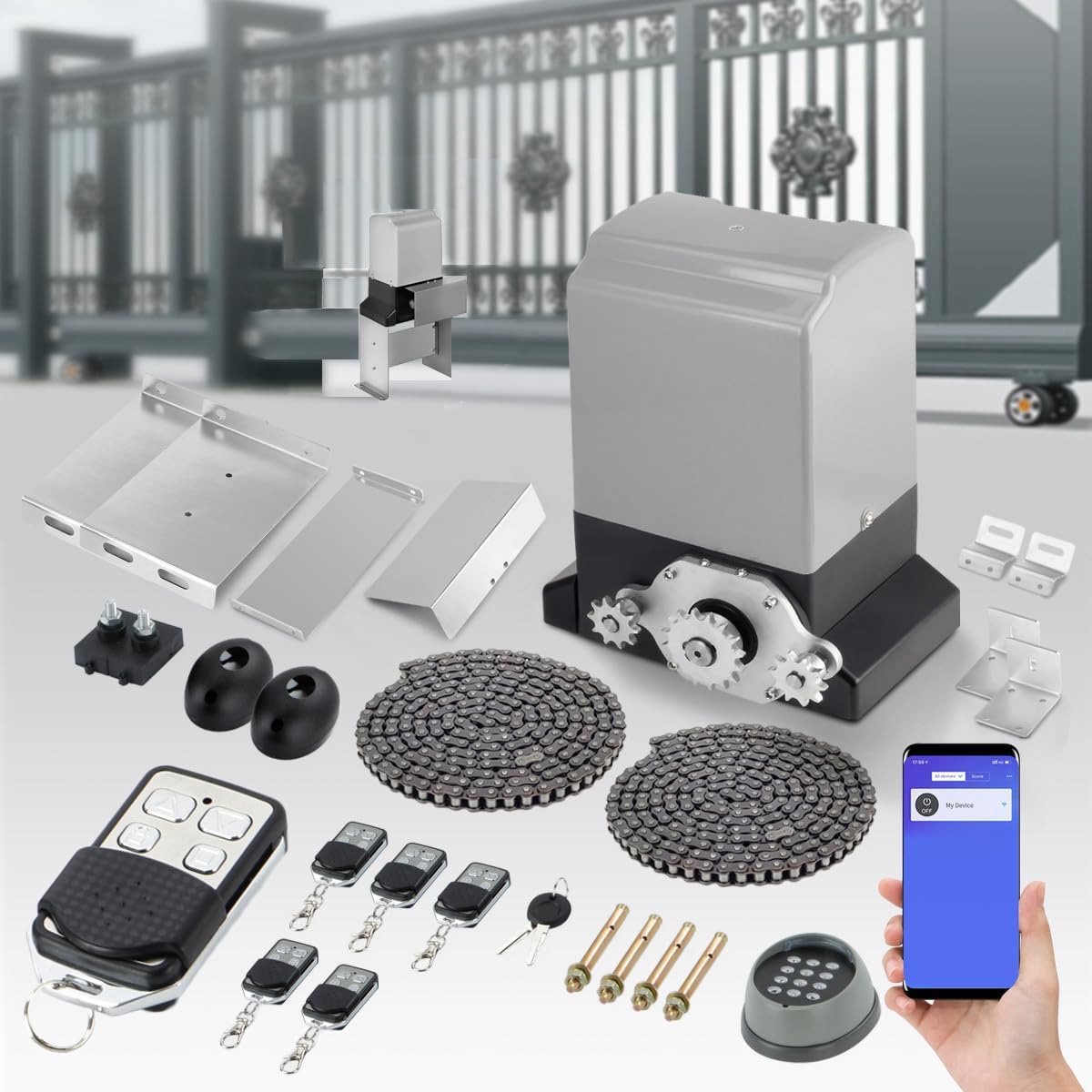 Amazon.com: ASGO 3300 lbs Electric Sliding Gate Opener APP Control with ...