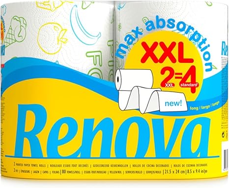 Renova Kitchen Rolls, paper towels with printed design-pack of 2 ...