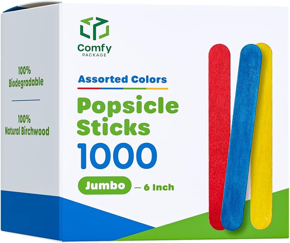 Amazon.com: Comfy Package [1000 Count] 6 Inch Colored Jumbo Popsicle ...