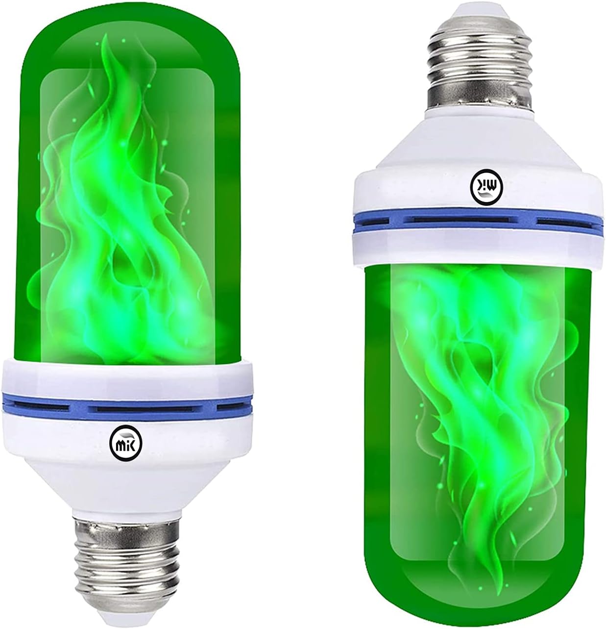 OMK - LED Flame Effect Fire Light Bulbs - Newest Upgraded 4 Modes Green ...