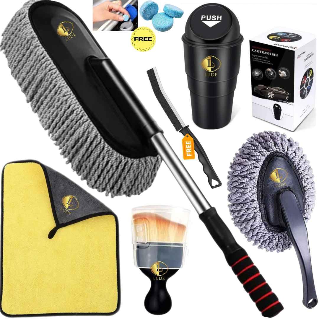 LUDE 10 PCS Microfiber Car Duster Brush Kit-Interior & Exterior Car ...