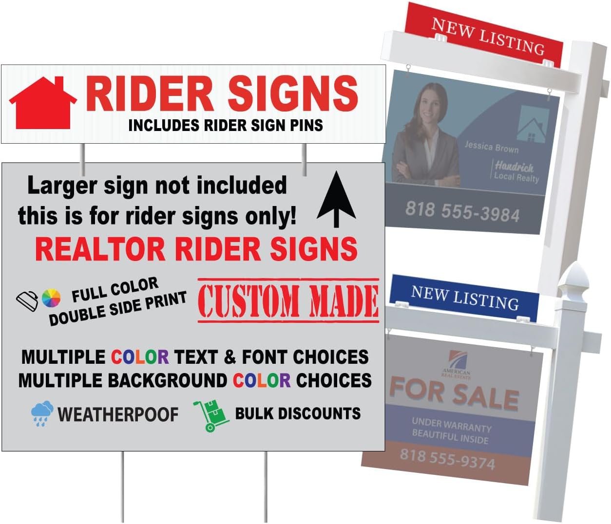 Amazon.com : Custom Real Estate Rider Signs, Realtor Rider Sign, Full ...