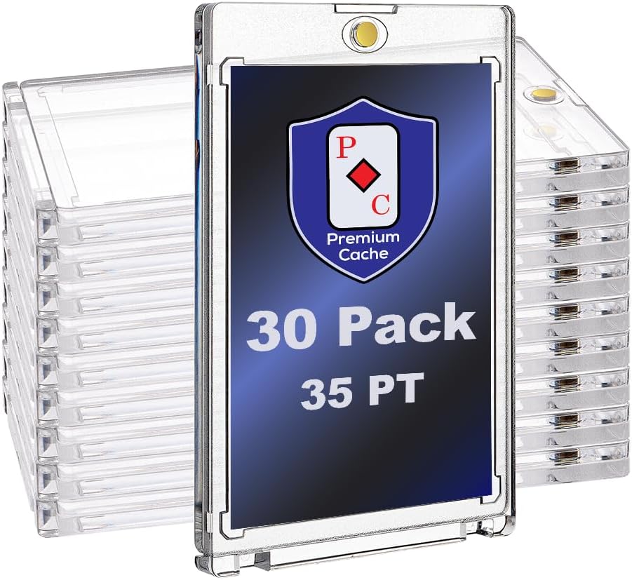 Amazon.com: Magnetic Card Holders for Trading Cards | 35pt 30 Count | Clear Acrylic One-Touch ...
