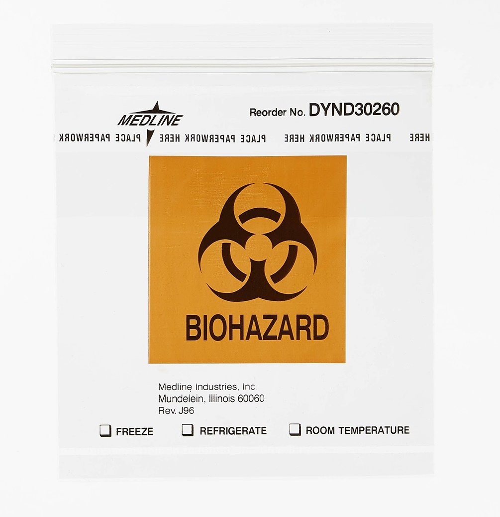 Medline Medline DYND30260 Zip-Style Biohazard Specimen Bags, Plastic ...