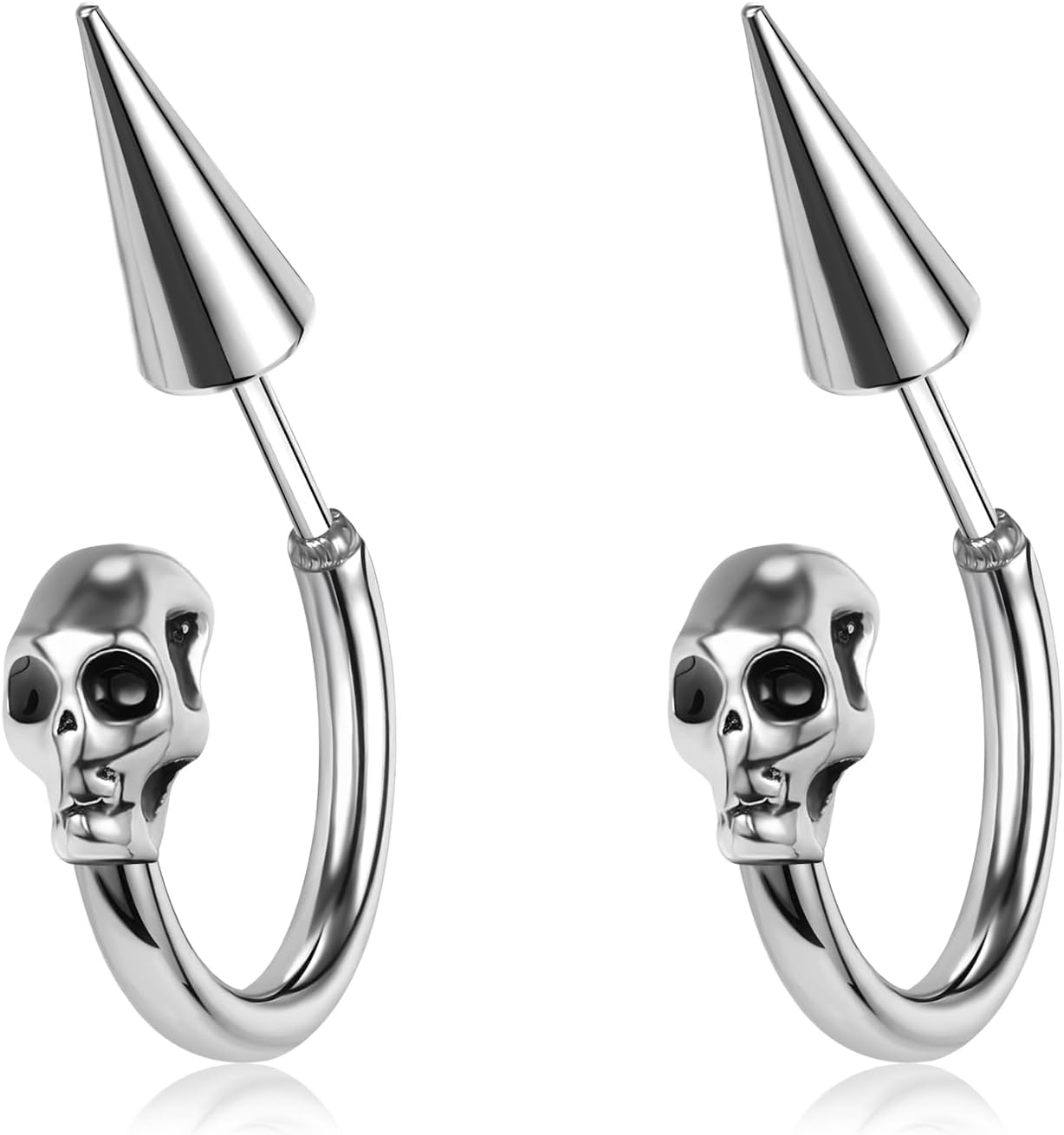 Amazon.com: BodyAce 16G Spike Skull Cartilage Earrings, Stainless Steel ...