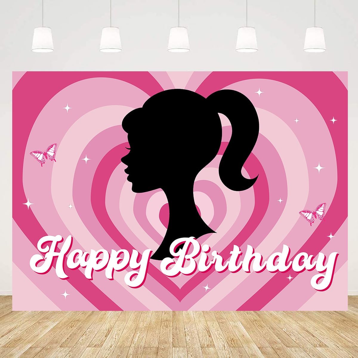 Amazon.com : InMemory Pink Love Heart Backdrop for BB Girl Lady Happy ...