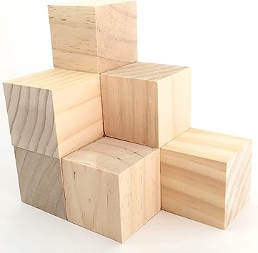 Wood Blocks for Crafts, Unfinished Wood Cubes, 2 Inch Natural Wooden ...