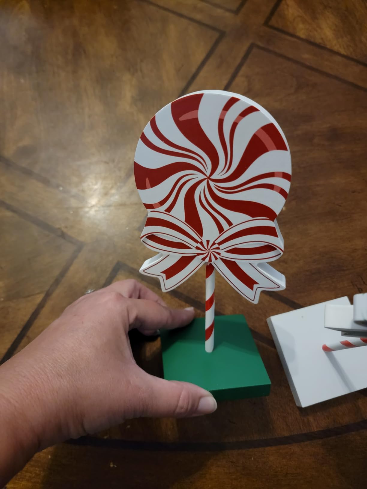 Amazon.com: 3 Pieces Christmas Table Decorations Wood Candy Set, Red ...