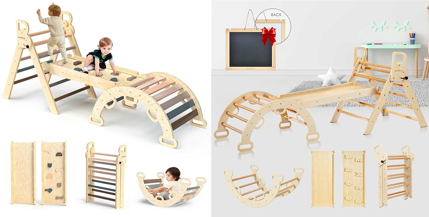 Amazon.com: BlueWood Pikler Triangle Set 2024 Upgraded Dreamy Pink ...