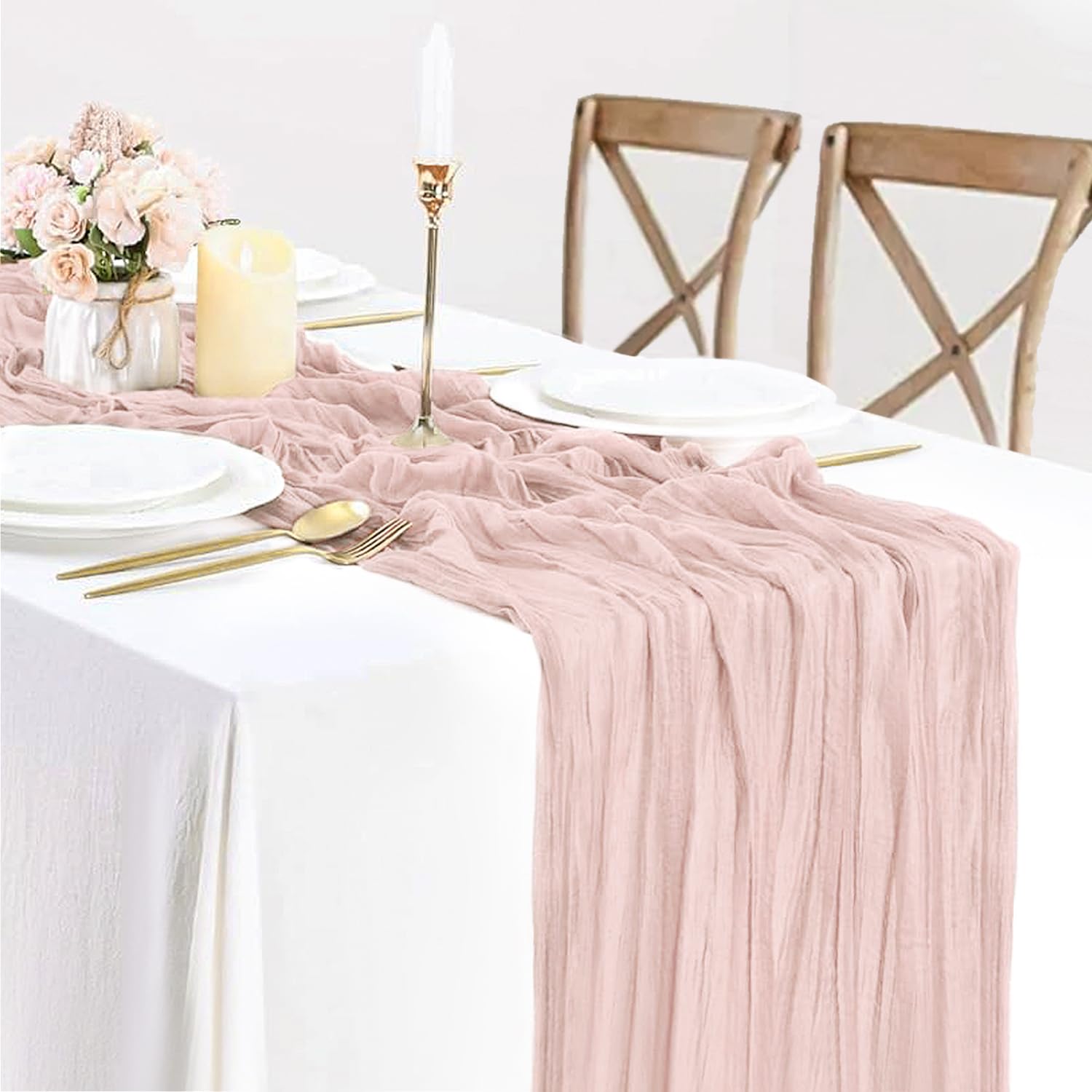 Amazon.com: Dusty Pink Valentine's Day Table Runner Cheese Cloth 10ft ...