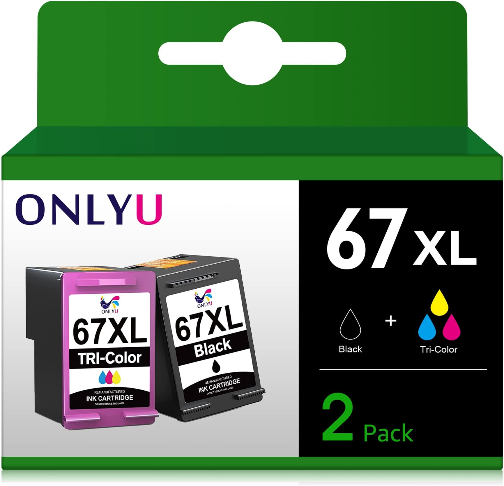 Amazon.com: ONLYU Remanufactured Ink Cartridge Replacement for HP 67XL ...
