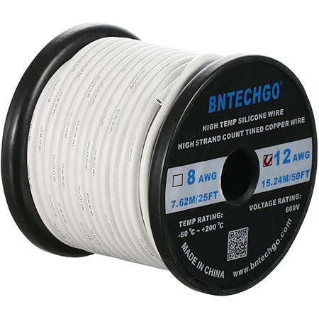 BNTECHGO 12 Gauge Flexible 2 Conductor Parallel Silicone Wire Spool Red Black High Resistant 200 ...