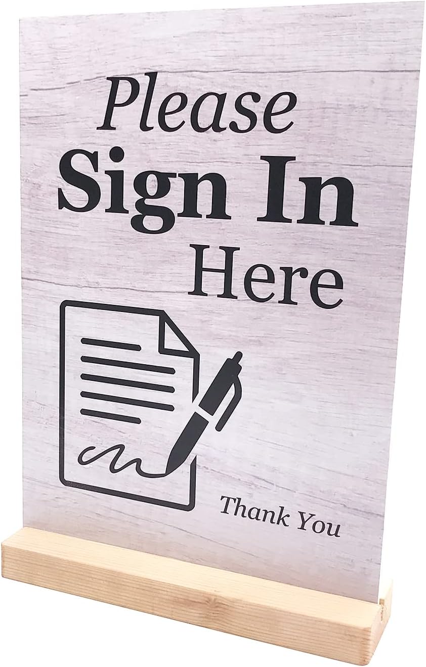 Amazon.com: Please Sign In Here Sign/Notice - Freestanding with 2 Black ...