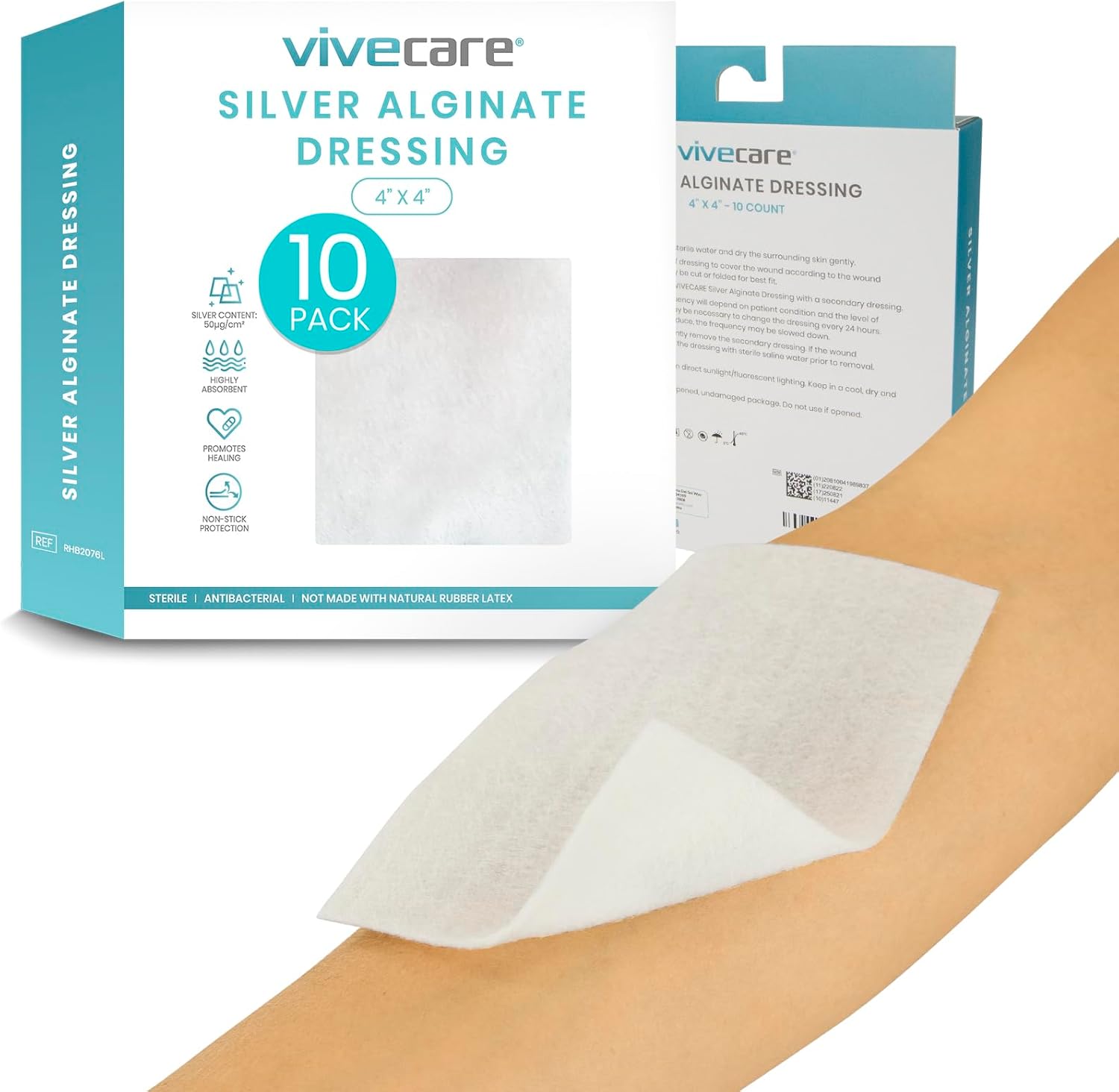 Amazon.com: Vive Care Silver Calcium Alginate Wound Dressing - Sterile 4x4 Medical Gauze Pad ...