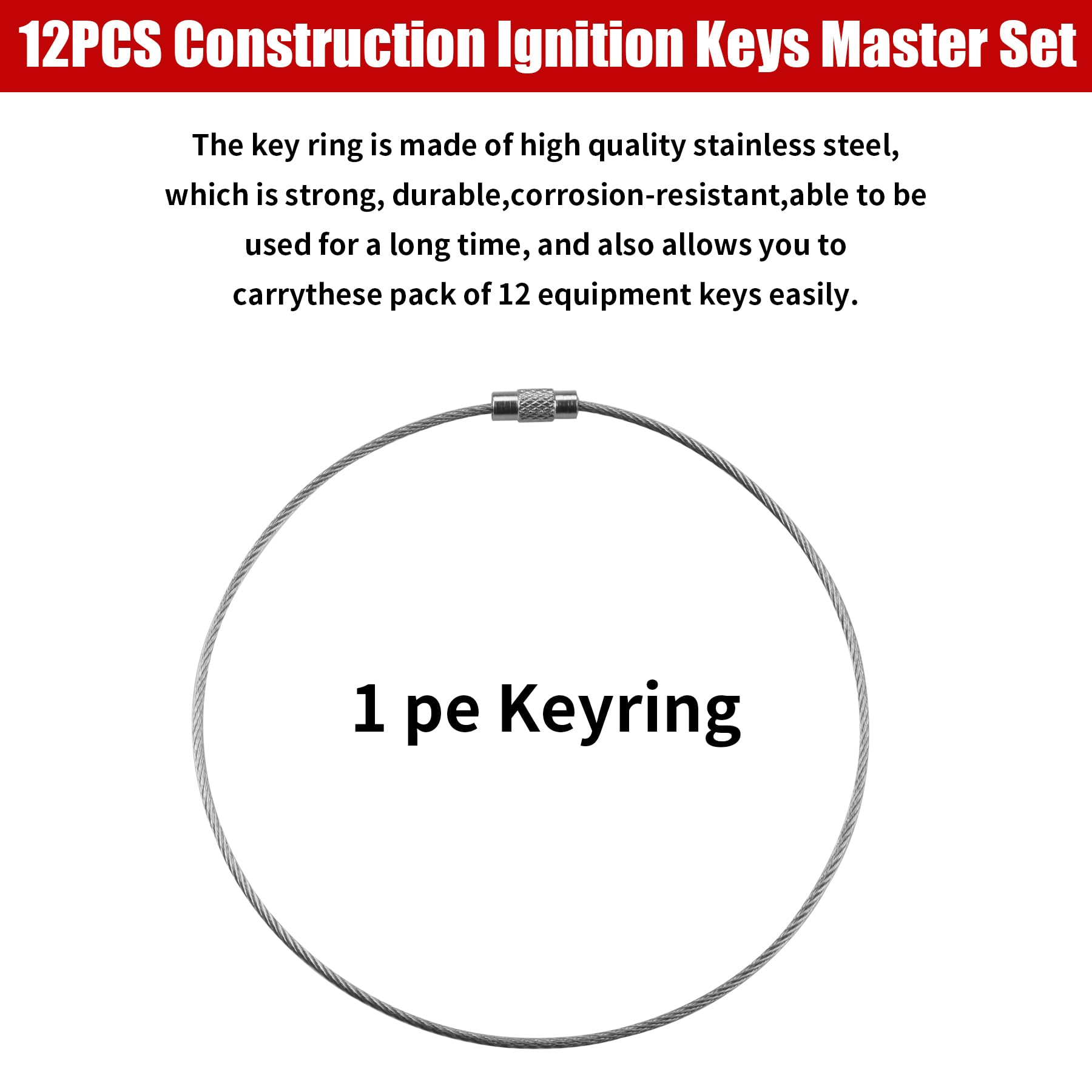 18 PCS Construction Ignition Keys Master Set, Construction Keys Set ...