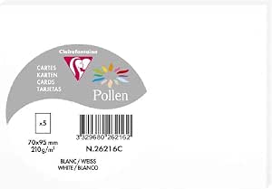 Clairefontaine Pollen Card, 95x70mm, 210g - White, Pack 5 : Buy Online ...