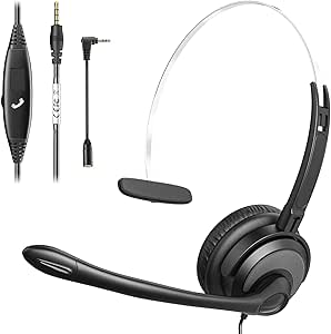 Amazon.com: Voistek 3.5mm Computer Headset with Microphone, Cell Phone ...