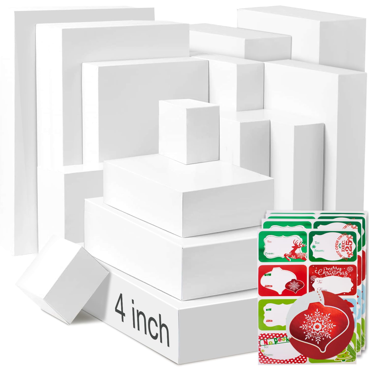 Amazon.com: 16 White Gift Wrap Boxes with Lids for wrapping Large ...