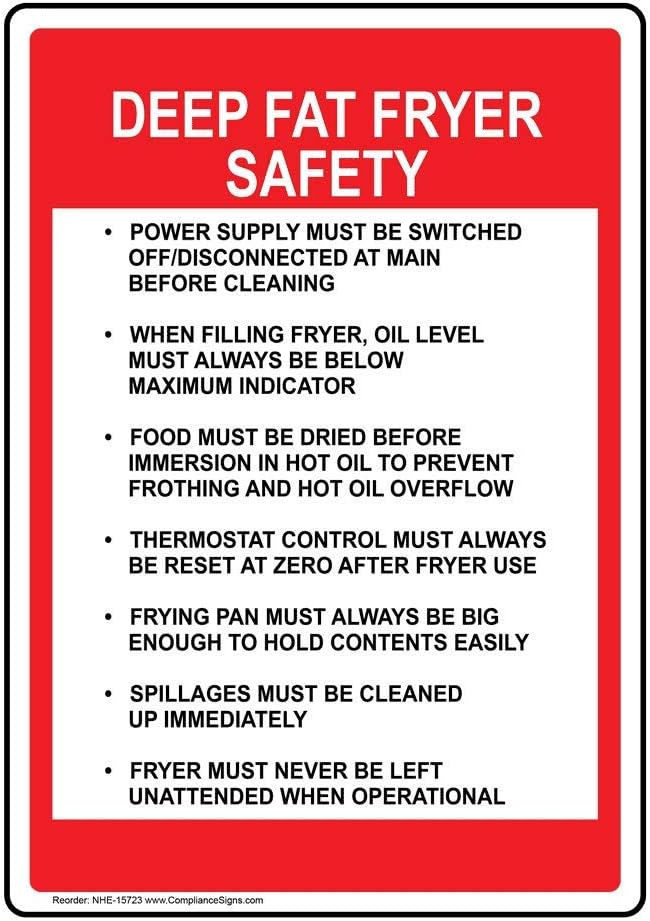 Amazon.com: ComplianceSigns.com Deep Fat Fryer Safety Sign, 10x7 in ...