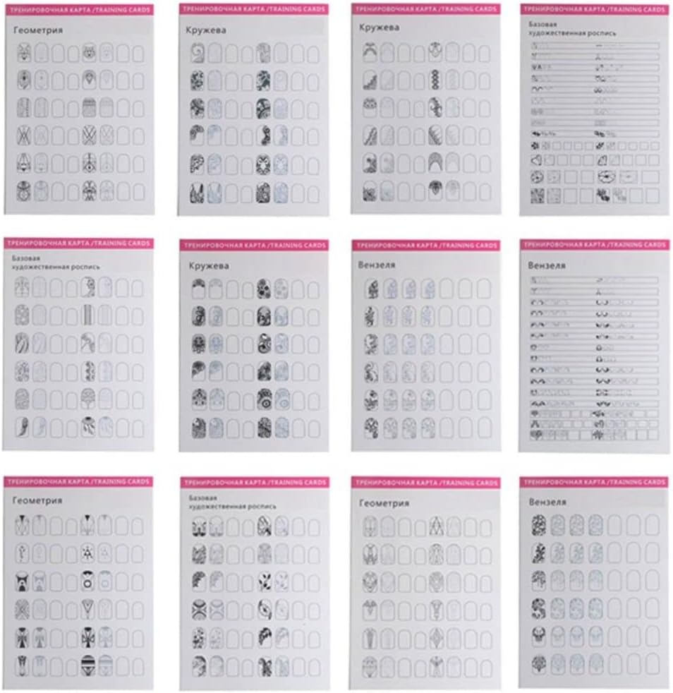 Amazon.com: 12 Sheets Blank Nail Art Training Cards,Manicure Training ...