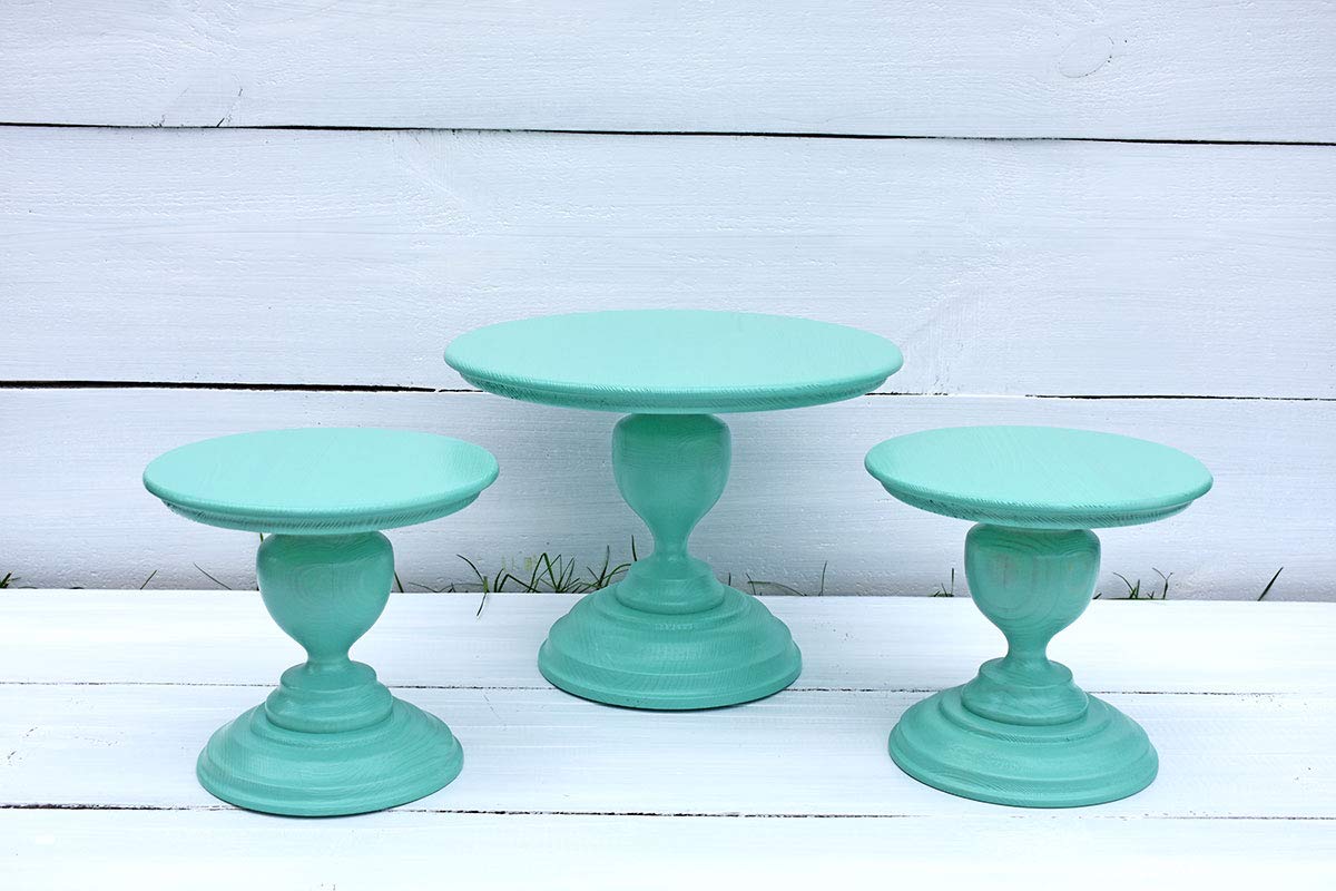 Amazon.com: SET 3 Turquoise Cake Stands Wedding Centerpieces Baby ...