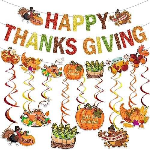 Amazon.com: Happy Thanksgiving Banner - Thank You Banner for ...