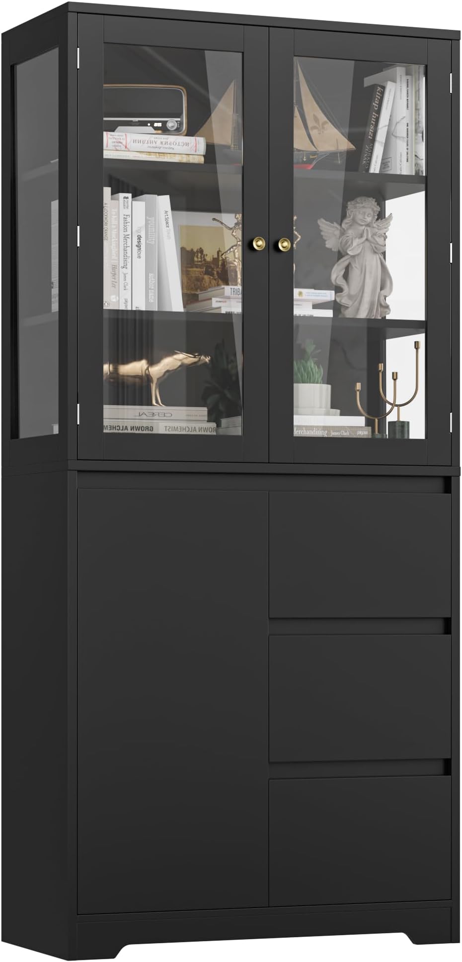 Amazon.com: ECACAD 5-Tier Tall Bookcase Storage Cabinet with 2 Acrylic ...