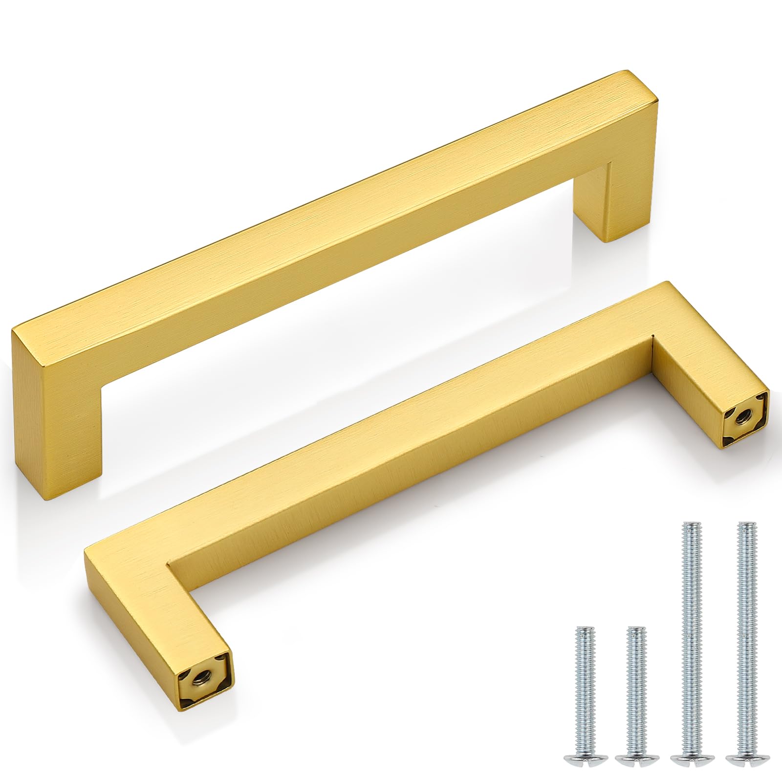 Probrico 10 Pack Gold Cabinet Pulls Square Kitchen Cabinet Hardware 5 ...