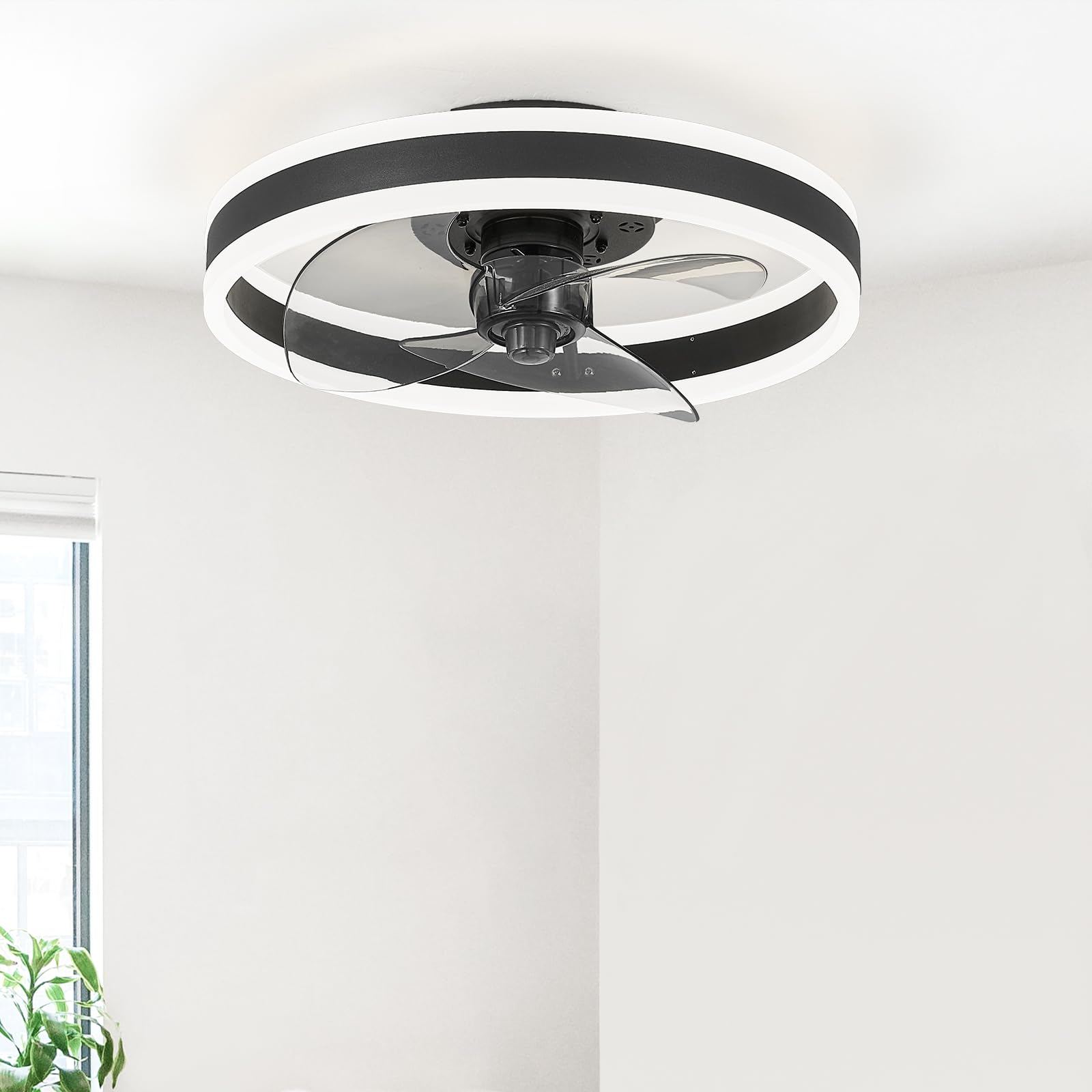 Amazon.com: SAMPHON 15.7 Inch Ceiling Fan with Light, Black Bedroom ...